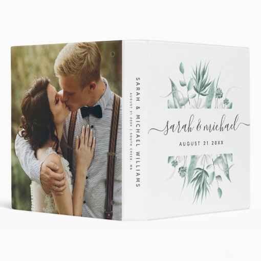 Eucalyptus Greenery Chic Script Calligraphy Photo 3 Ring Binder | Zazzle