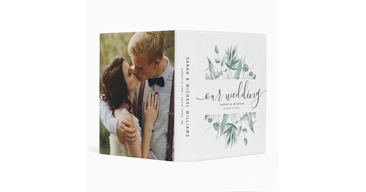 Eucalyptus Greenery Chic Script Our Wedding Photo Mini Binder | Zazzle