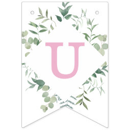 Eucalyptus Greenery Custom Bridal Shower Bunting Flags | Zazzle