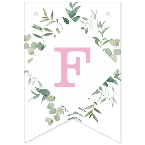 Eucalyptus Greenery Custom Bridal Shower Bunting Flags | Zazzle
