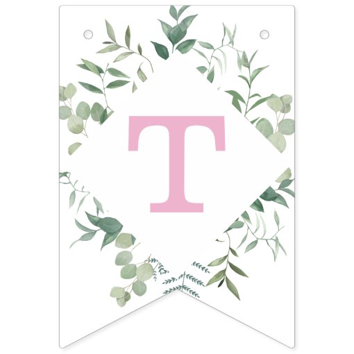 Eucalyptus Greenery Custom Bridal Shower Bunting Flags | Zazzle