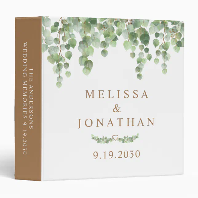 Eucalyptus Greenery Elegant Gold Wedding Photo 3 Ring Binder | Zazzle