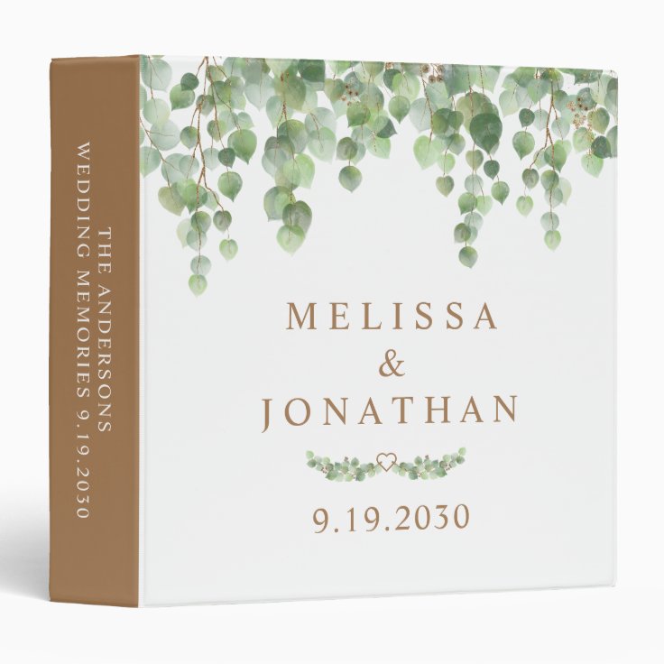 Eucalyptus Greenery Elegant Gold Wedding Photo 3 Ring Binder | Zazzle