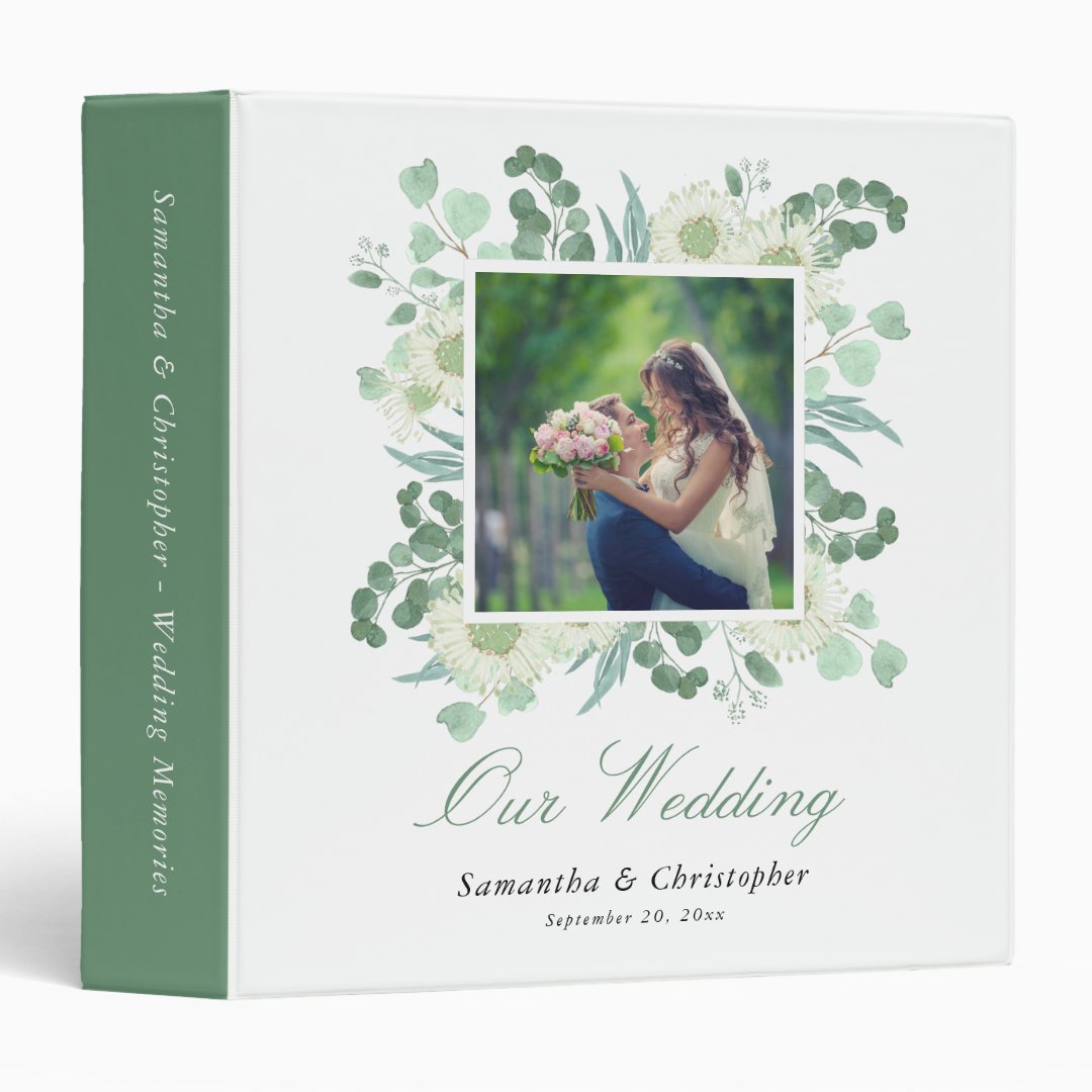 Eucalyptus Greenery Elegant Wedding Photo Album 3 Ring Binder | Zazzle