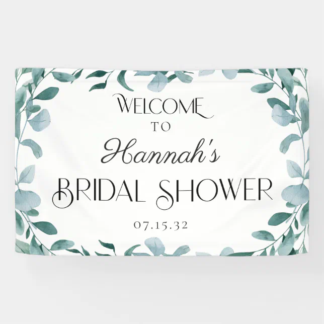 Eucalyptus Greenery Frame Green Shower Welcome Banner | Zazzle