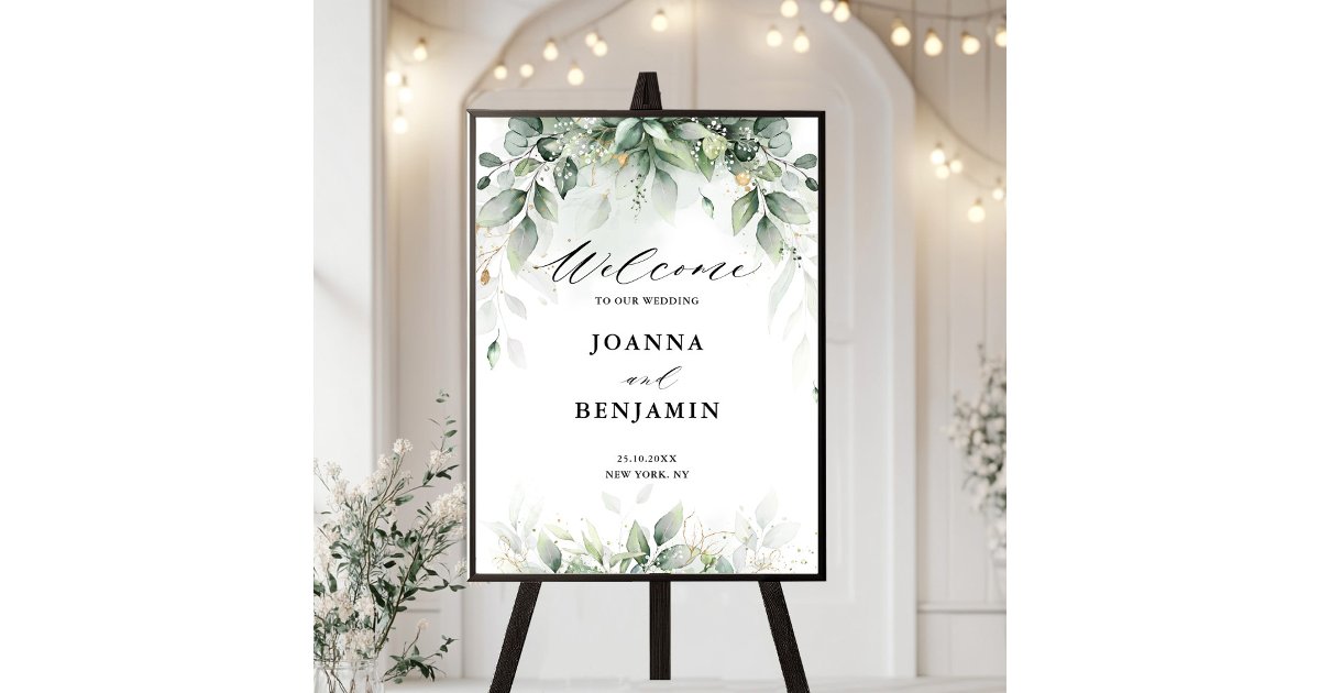 Eucalyptus Greenery Gum Botanical Wedding Welcome Poster | Zazzle