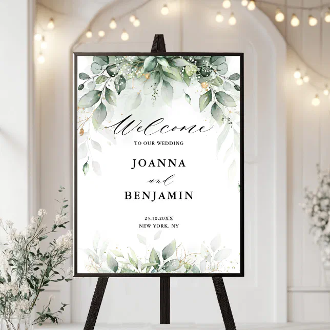 Eucalyptus Greenery Gum Botanical Wedding Welcome Poster | Zazzle