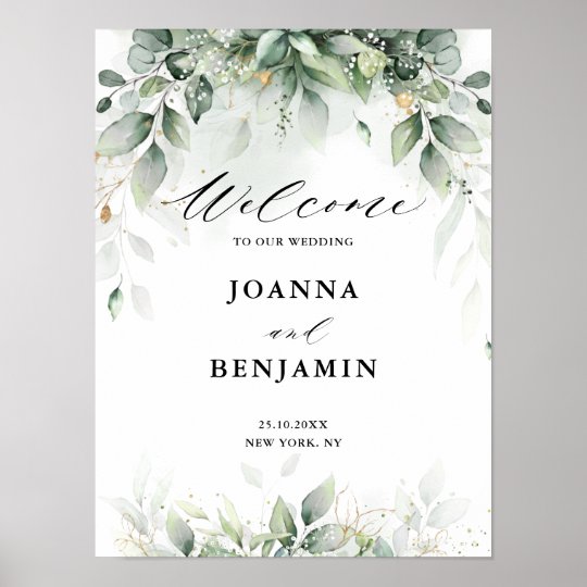 Eucalyptus Greenery Gum Botanical Wedding Welcome Poster | Zazzle.com