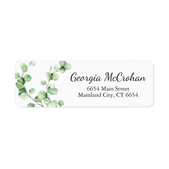 Eucalyptus Greenery Leaves Return Address Label | Zazzle.com