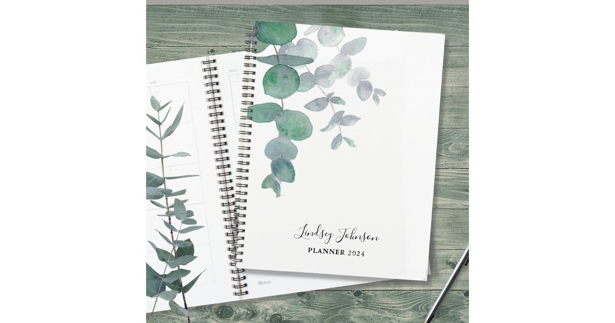 Eucalyptus Greenery Personalized 2022 2023 Planner | Zazzle