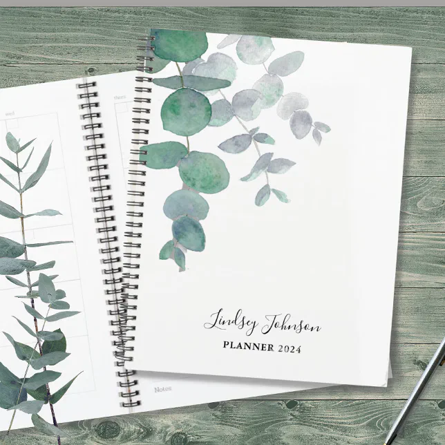 Eucalyptus Greenery Personalized 2022 2023 Planner | Zazzle