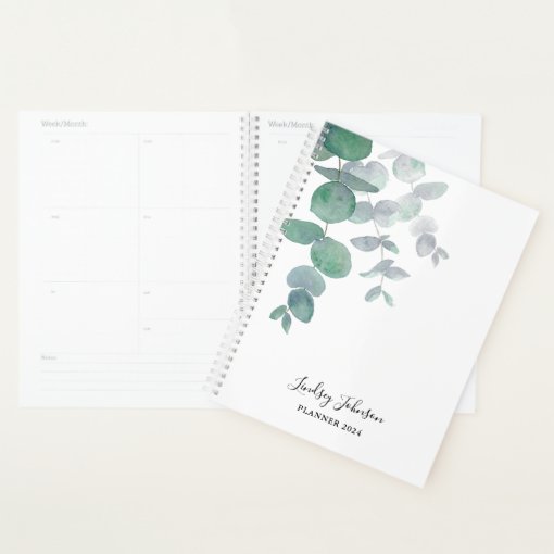 Eucalyptus Greenery Personalized 2022 2023 Planner | Zazzle