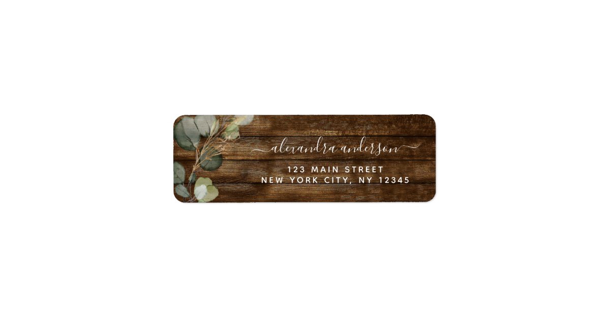 Eucalyptus Greenery Rustic Wood Wedding Label | Zazzle