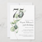 Eucalyptus Greenery Script 75th Birthday Invitation | Zazzle