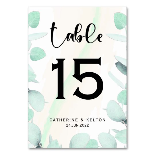 Eucalyptus Greenery Simple and Modern Table Number | Zazzle.com