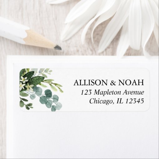 Eucalyptus greenery simple elegant wedding label | Zazzle