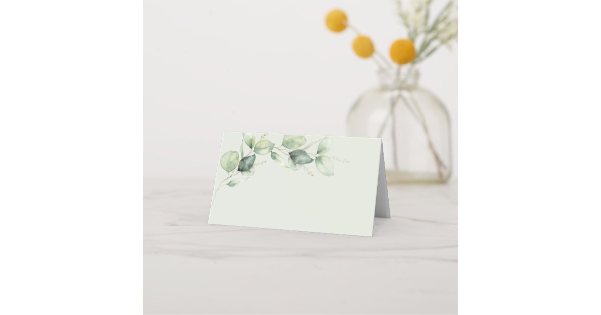 Eucalyptus Greenery Succulent Wedding Place Card | Zazzle