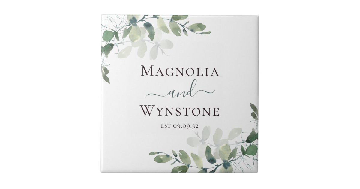 Eucalyptus Greenery Wedding Ceramic Tile | Zazzle