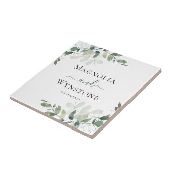 Eucalyptus Greenery Wedding Ceramic Tile | Zazzle