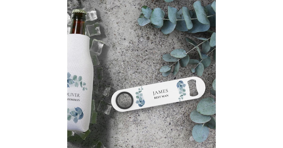 Eucalyptus Greenery Wedding Party Personalized Bar Key | Zazzle