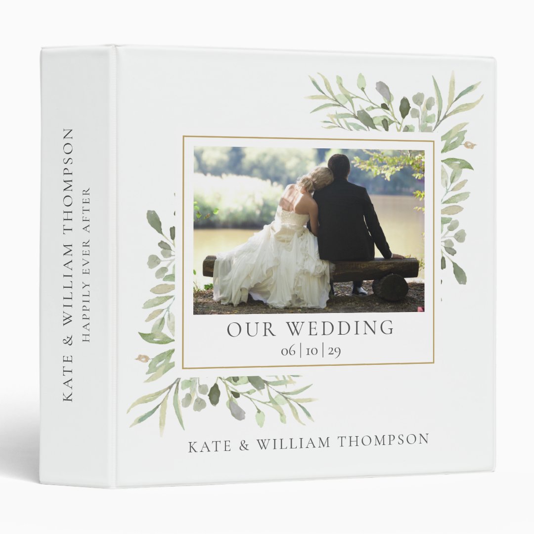 Eucalyptus Greenery Wedding Photo 3 Ring Binder | Zazzle