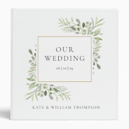 Eucalyptus Greenery Wedding Photo 3 Ring Binder | Zazzle