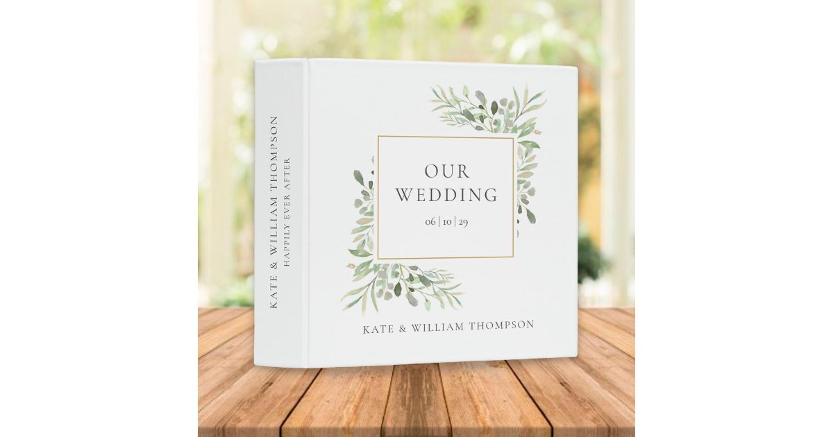 Eucalyptus Greenery Wedding Photo 3 Ring Binder | Zazzle