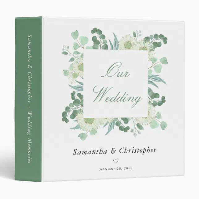 Eucalyptus Greenery Wedding Photo Album 3 Ring Binder | Zazzle