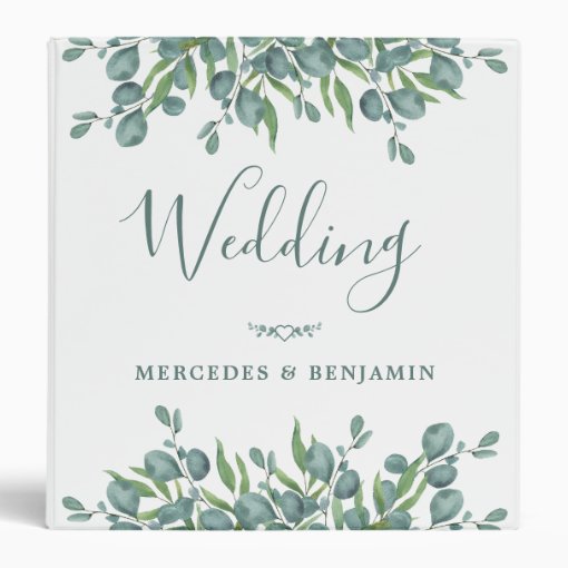 Eucalyptus Greenery Wedding Photo Album 3 Ring Binder | Zazzle