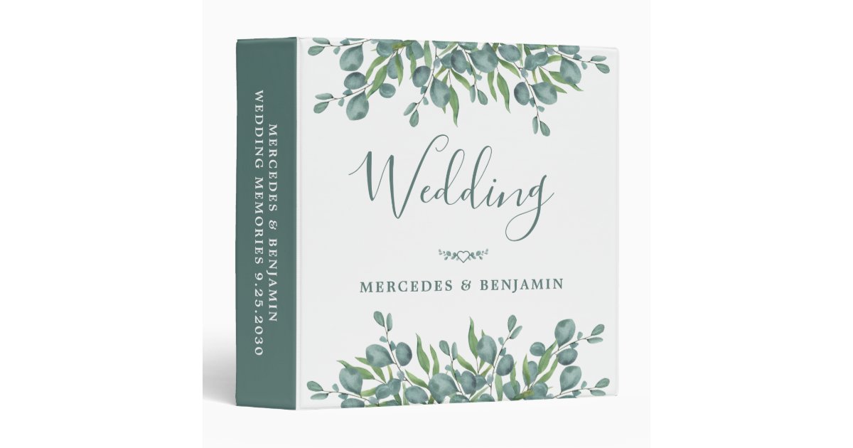 Eucalyptus Greenery Wedding Photo Album 3 Ring Binder | Zazzle