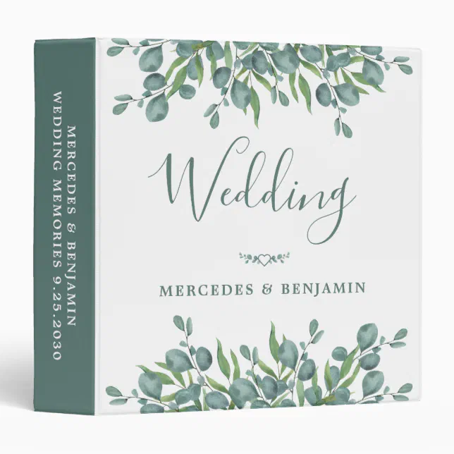 Eucalyptus Greenery Wedding Photo Album 3 Ring Binder | Zazzle