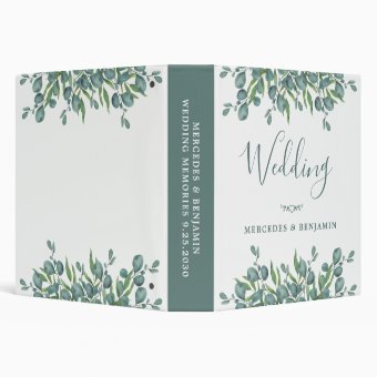 Eucalyptus Greenery Wedding Photo Album 3 Ring Binder | Zazzle