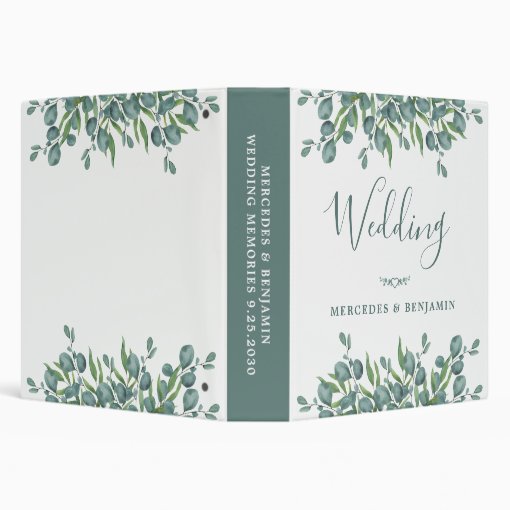 Eucalyptus Greenery Wedding Photo Album 3 Ring Binder | Zazzle