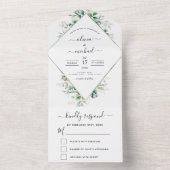 Eucalyptus Greenery Wedding Sage Green All In One Invitation | Zazzle