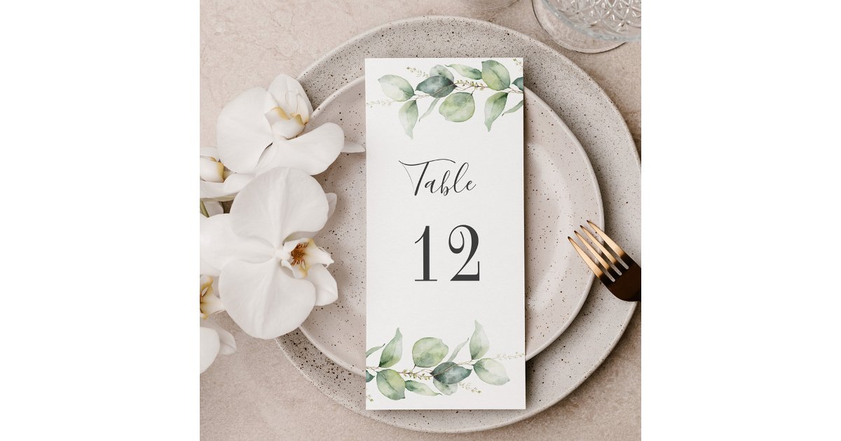 Eucalyptus Greenery Wedding Seating Table Number | Zazzle