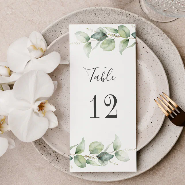 Eucalyptus Greenery Wedding Seating Table Number | Zazzle