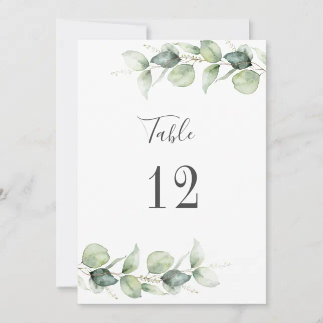 Eucalyptus Greenery Wedding Table Number Seating | Zazzle