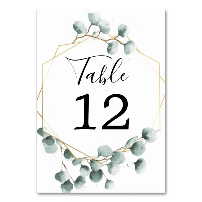 Eucalyptus Greenery Wedding Table Numbers | Zazzle