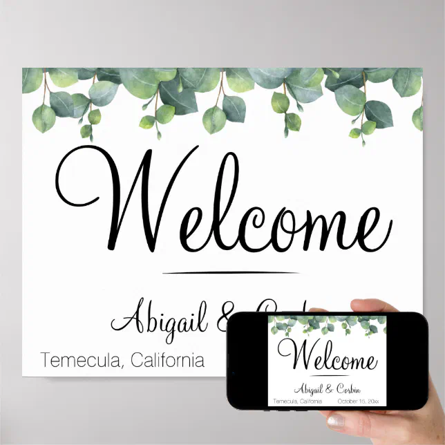 Eucalyptus Greenery Wedding Welcome Poster | Zazzle