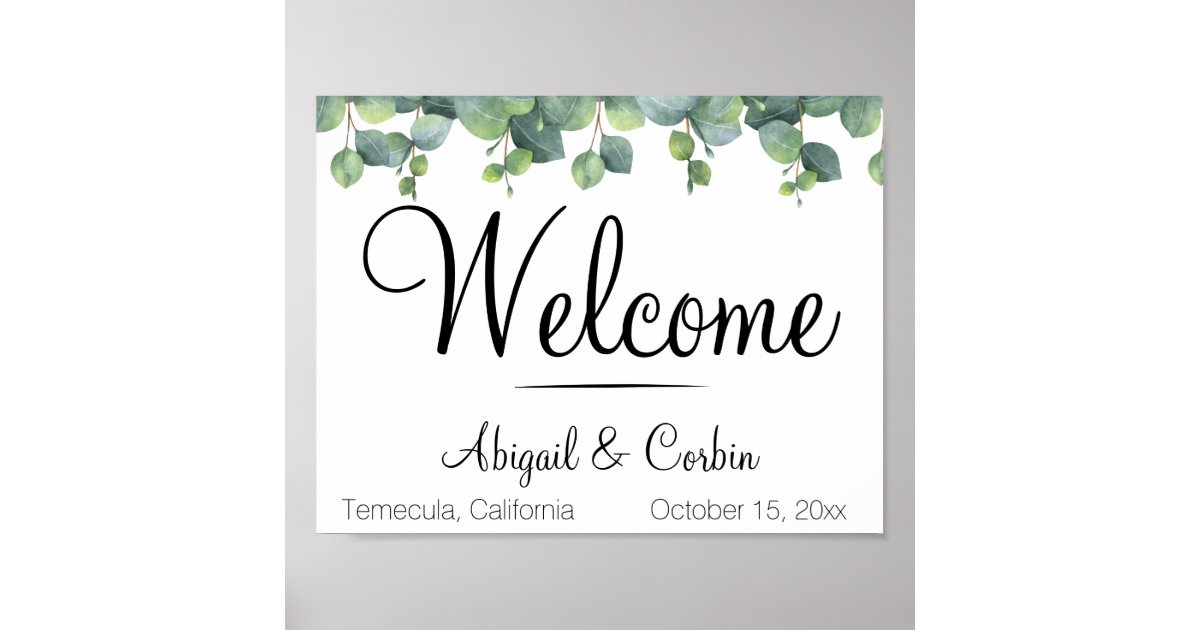 Eucalyptus Greenery Wedding Welcome Poster | Zazzle