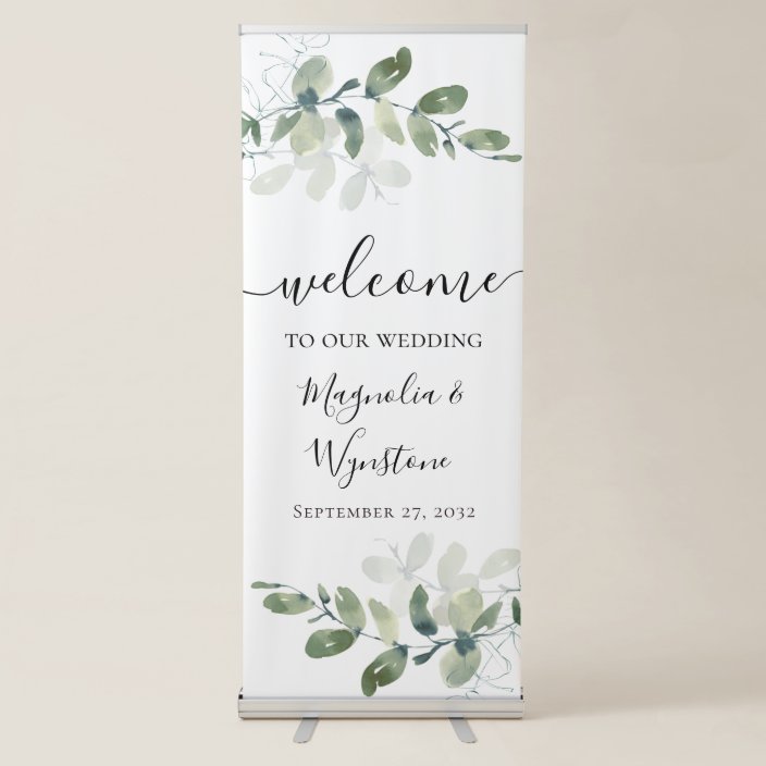 Eucalyptus Greenery Wedding Welcome Retractable Banner | Zazzle.com