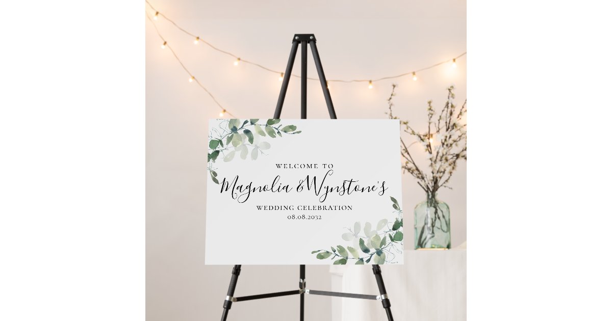 Eucalyptus Greenery Wedding Welcome Sign | Zazzle