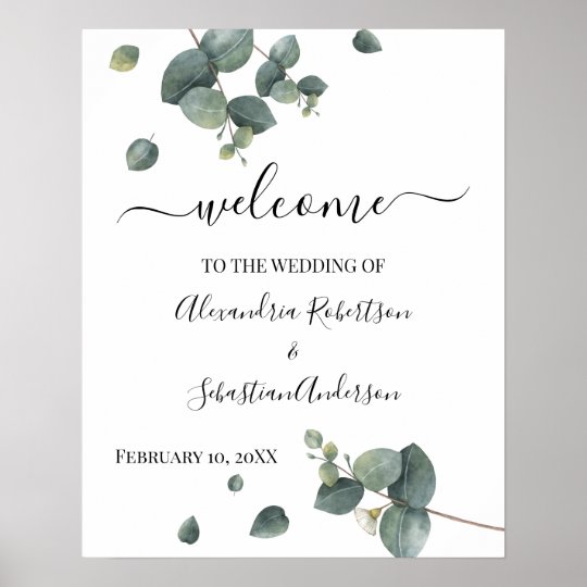Eucalyptus Greenery Wedding Welcome Sign | Zazzle.com