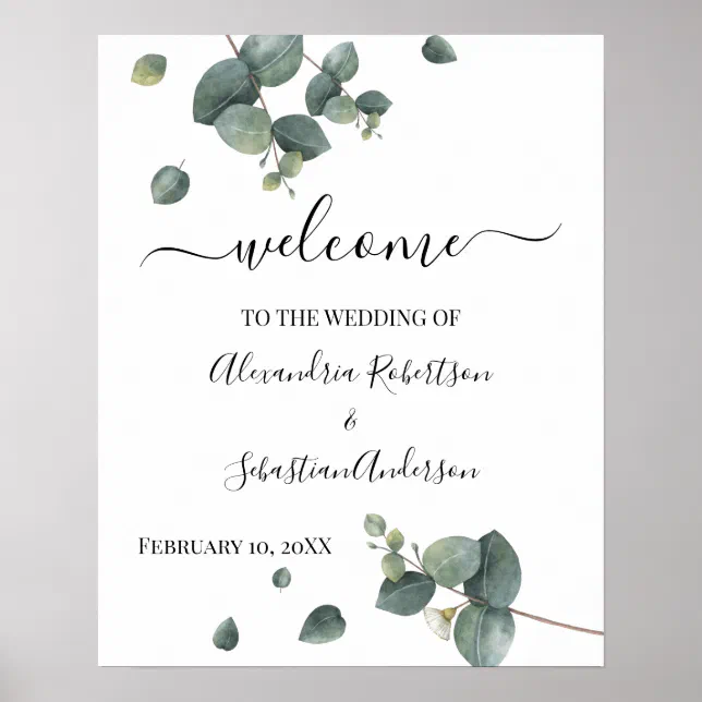 Eucalyptus Greenery Wedding Welcome Sign | Zazzle