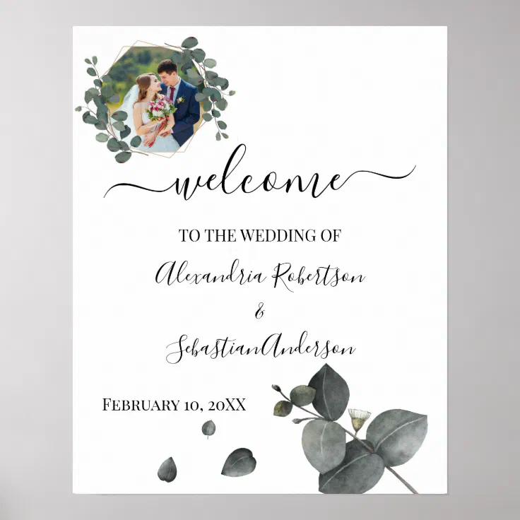 Eucalyptus Greenery Wedding Welcome Sign | Zazzle