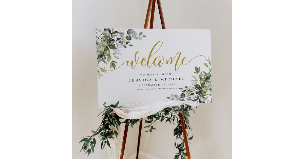 Eucalyptus Greenery Welcome Sign Foam Board | Zazzle