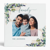 Eucalyptus greenery white name photo 3 ring binder | Zazzle