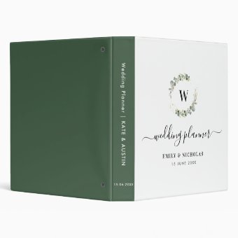 eucalyptus greenery wreath wedding planner 3 ring binder | Zazzle