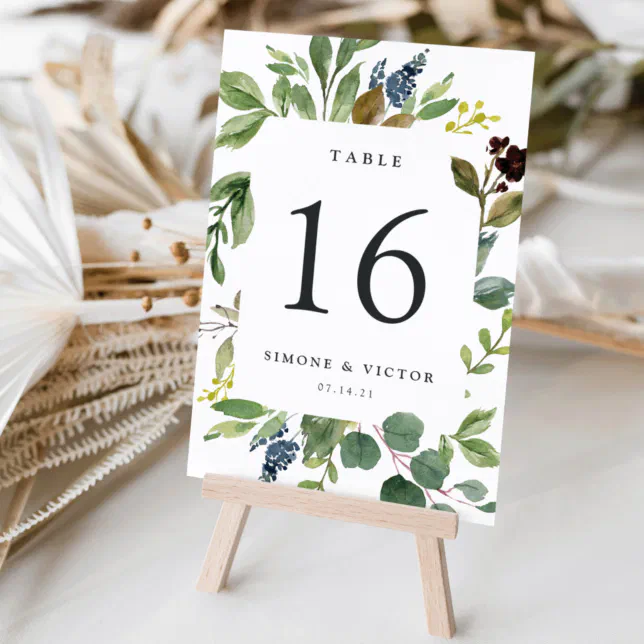 Eucalyptus Grove Personalized Table Number Card | Zazzle