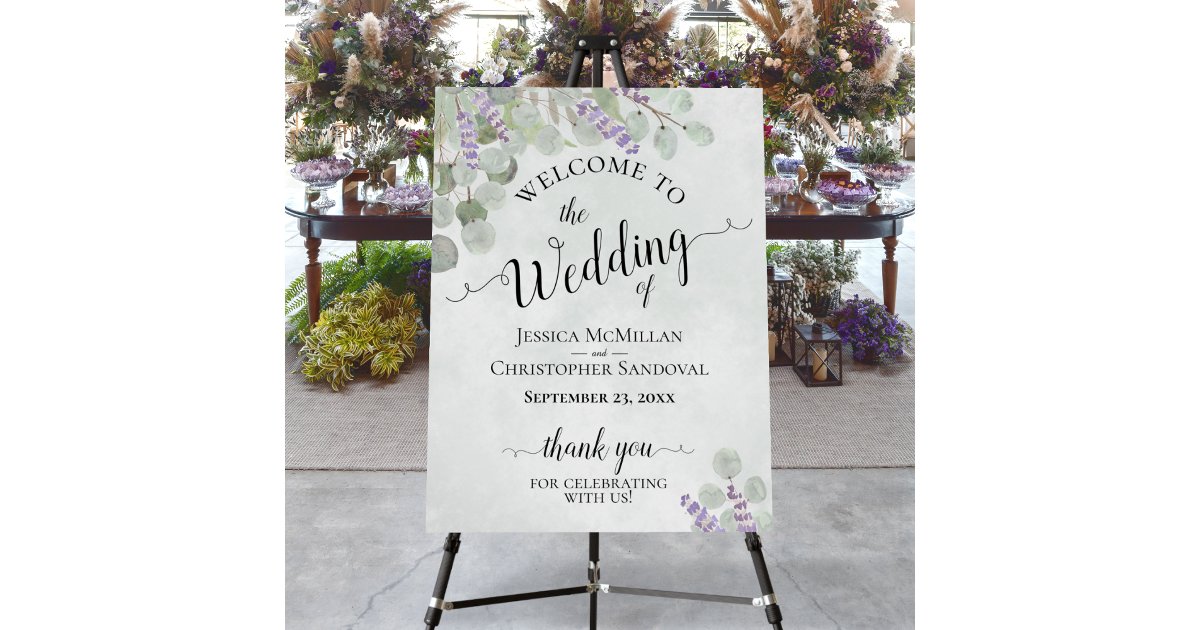 Eucalyptus & Lavender Elegant Wedding Welcome Sign | Zazzle
